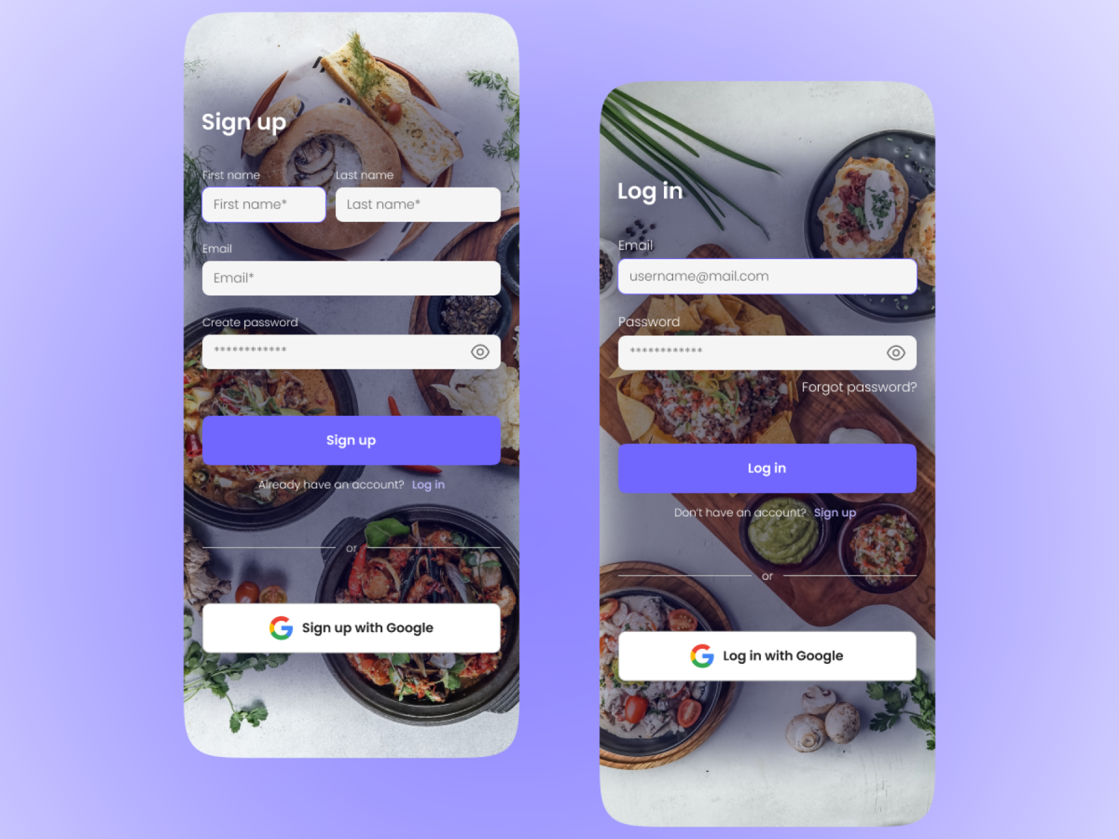 Mobile App Sign Up and Login Screen by Nusai8ah Studio on Dribbble