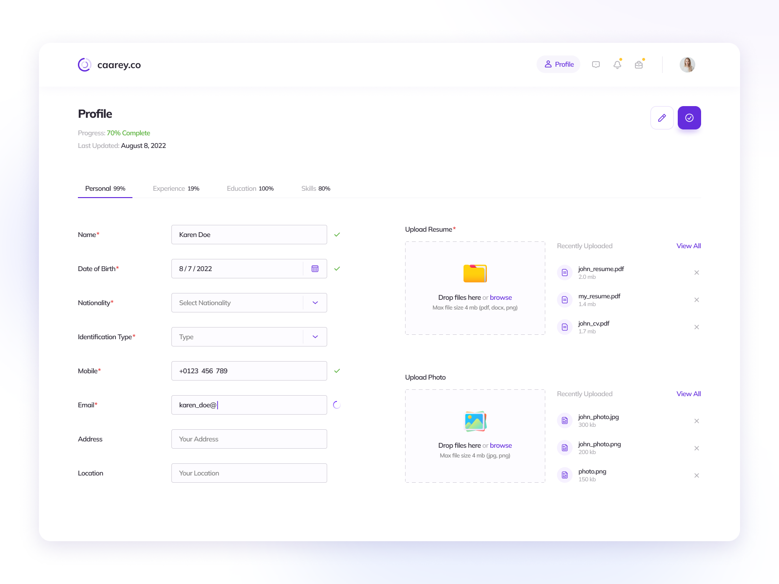 Job Application Form UI by Sakib N on Dribbble