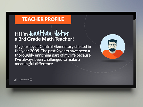 Teacher Profile Template by Peter Cameron for Rise Vision on Dribbble