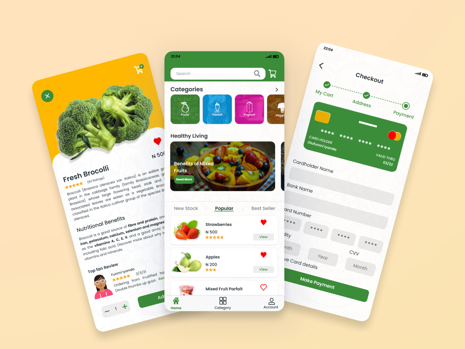 Fruit and Vegetable ordering Mobile App by Oluwatosin Oyegoke on Dribbble