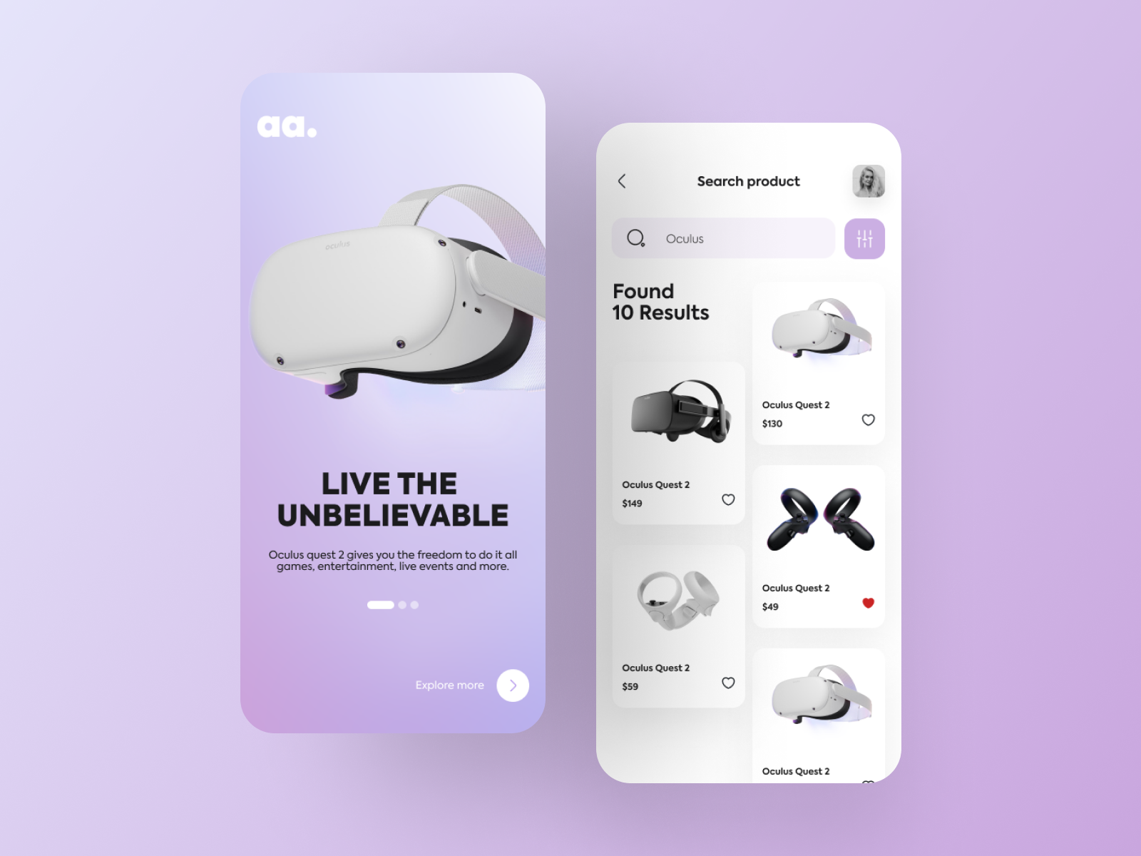 VR Shop UI Design by Aida Abazi on Dribbble