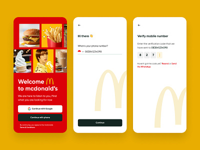 Mcdonald's app - Login by Riddhi Gajjar on Dribbble