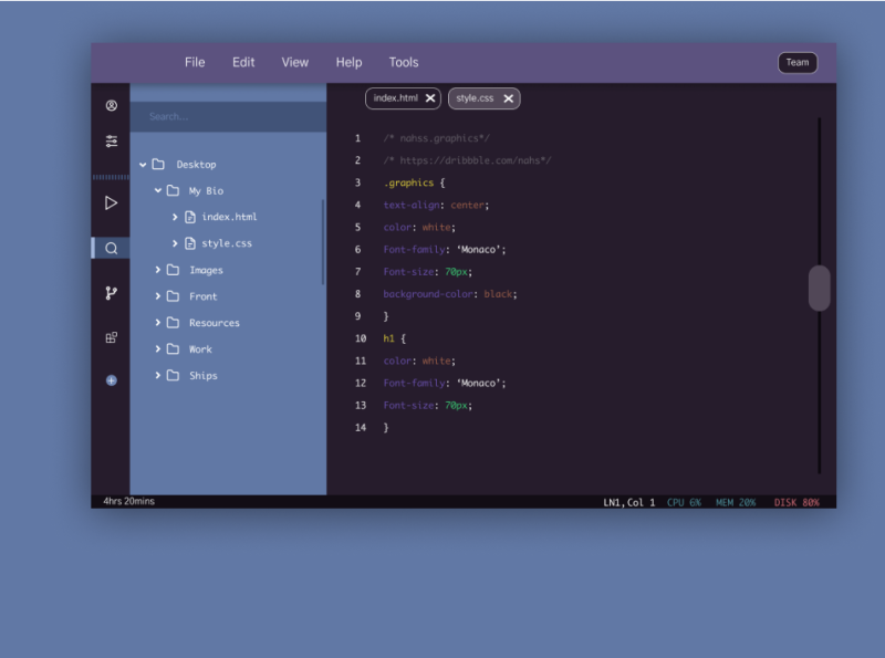 Code editor UI by David Ayewah on Dribbble