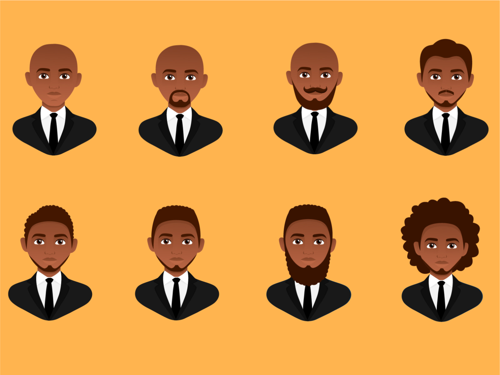 Set of african american men business avatars by katrin_the_artist on ...