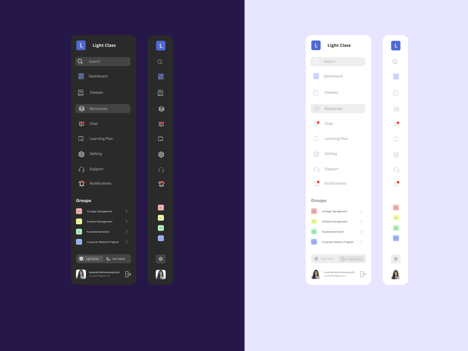 Dash Board Navigation Bar Dark Mode Vs Light Mode UI Design by Aravindi ...