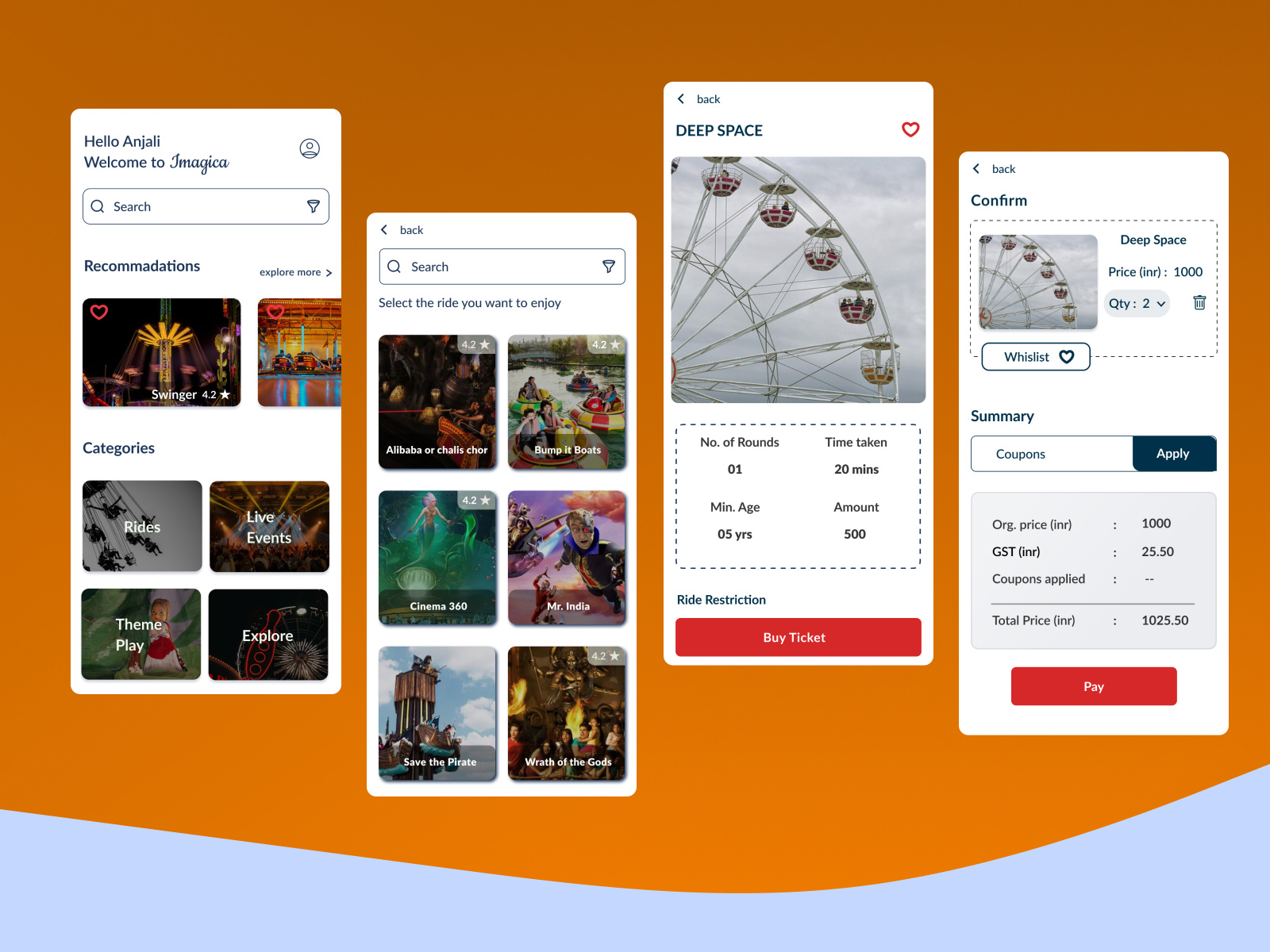 Theme based park ride app by ANJALI REDDY on Dribbble