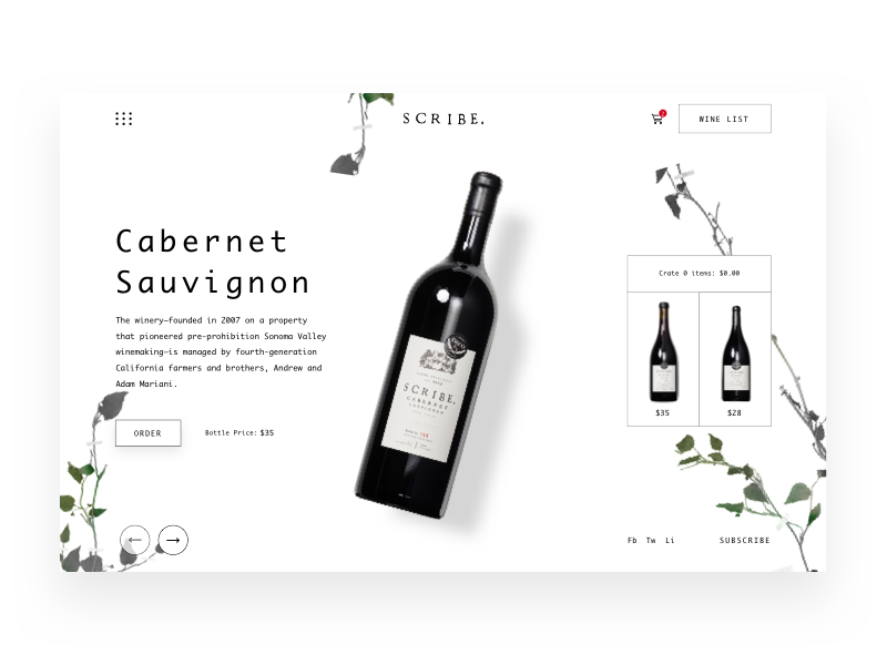 Scribe Winery Product Landing Page by Nicholas Mueller on Dribbble
