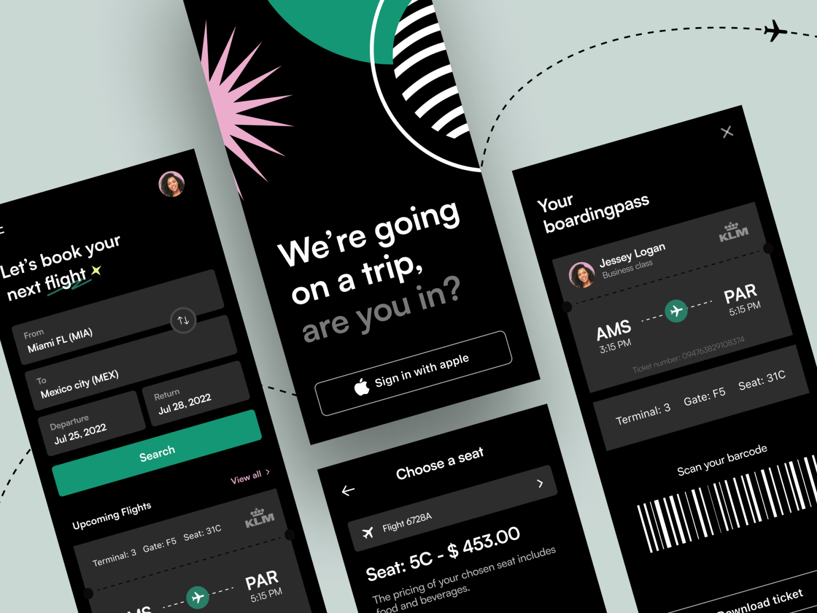 Mobile UI - Flight booking app by Noa Carmel on Dribbble