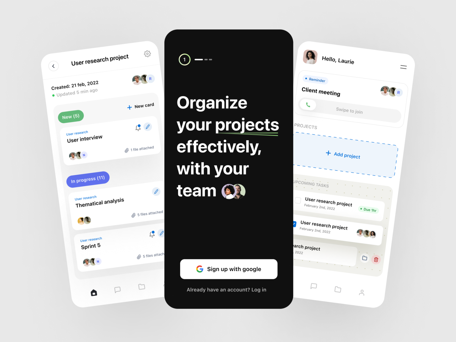 Mobile UI - project management app by Noa Carmel on Dribbble
