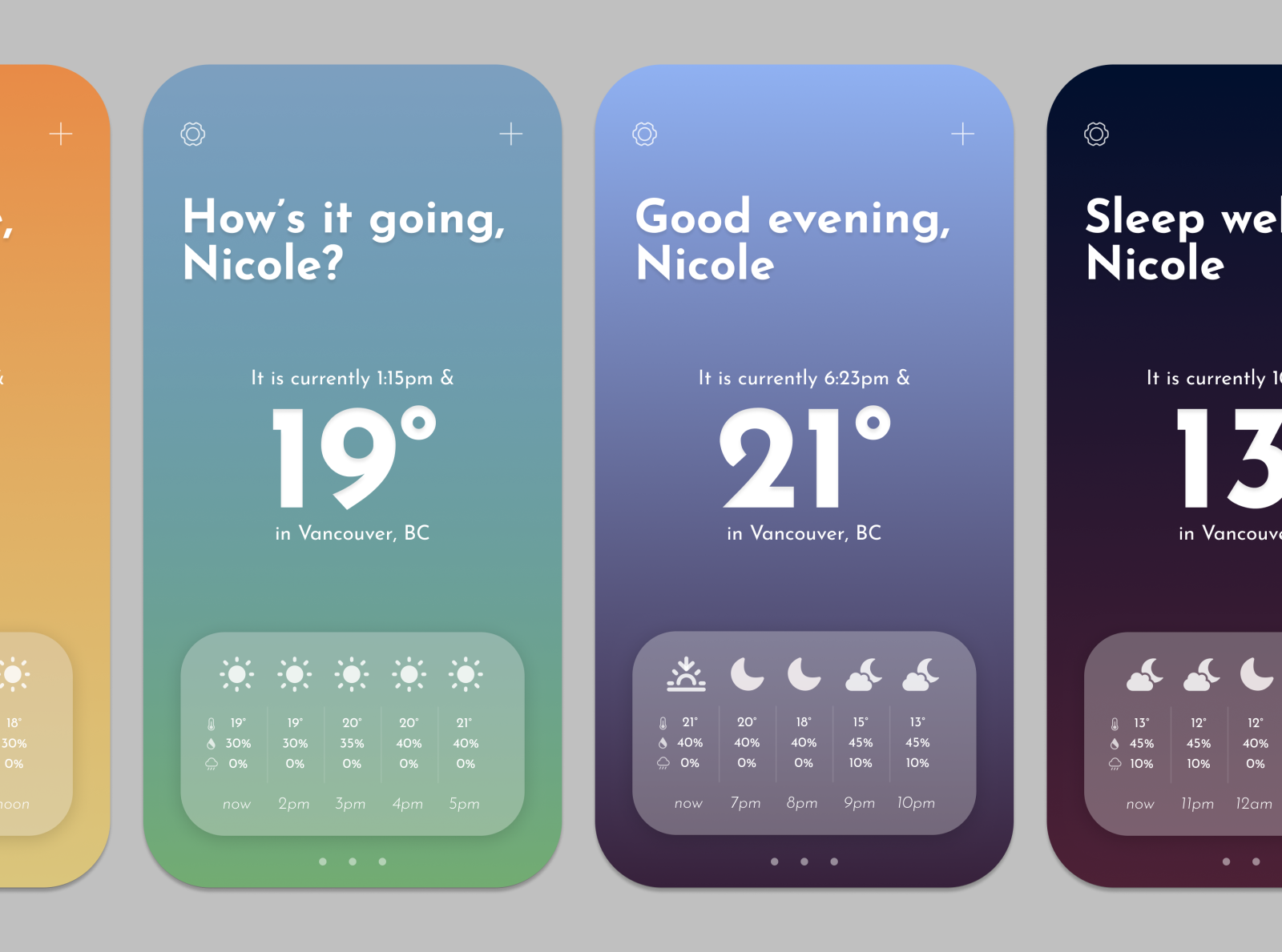 Minimalist Weather App - Rebound Shot by Nicole Logan on Dribbble