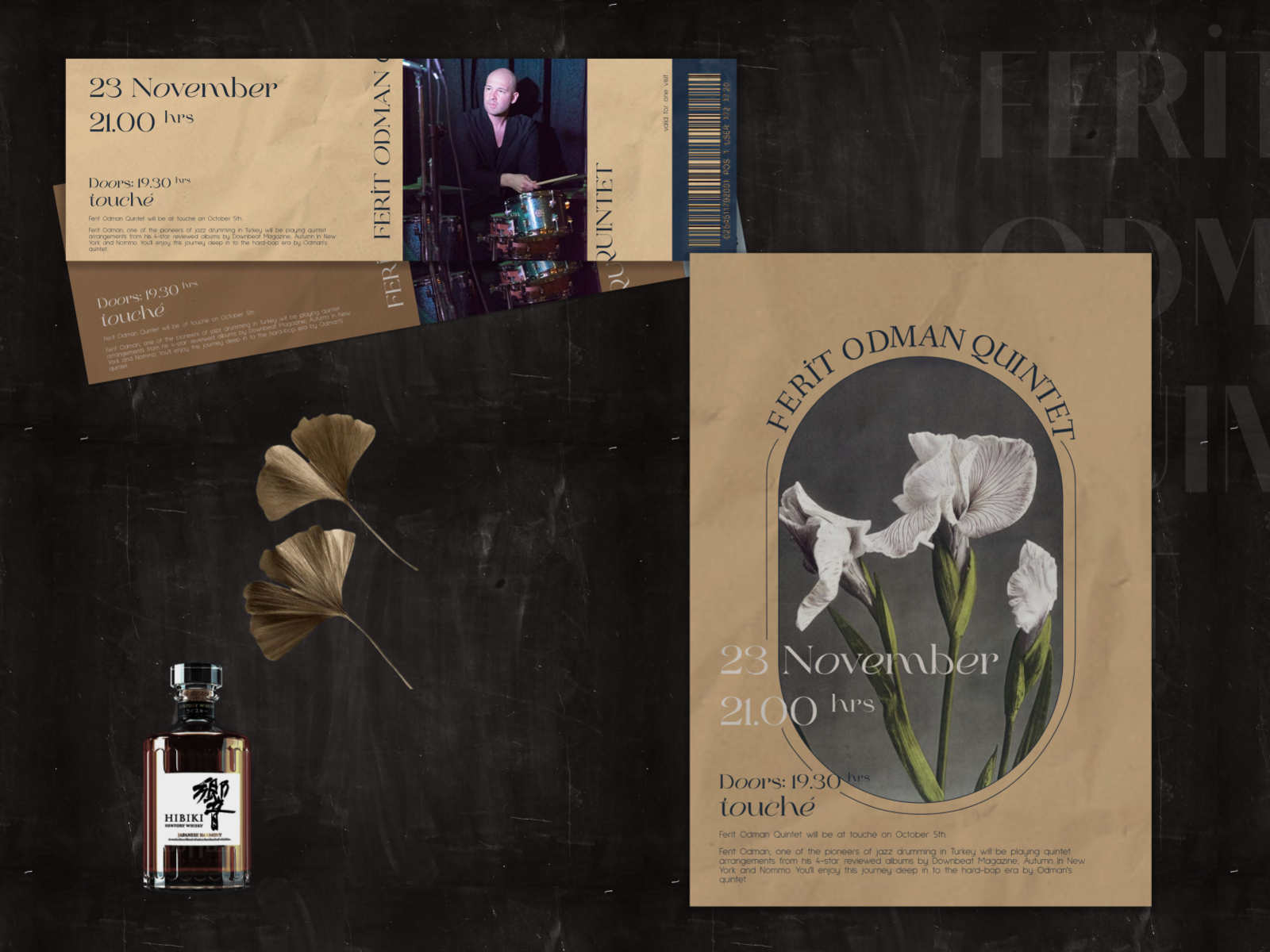Ferit Odman Quintet Tickets and Poster Design by Meltem Kıraç on Dribbble