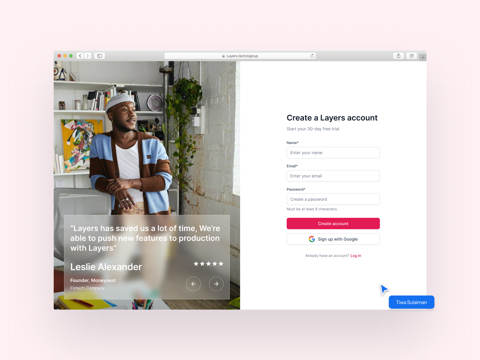 Sign up web version by Tiwanijesu on Dribbble