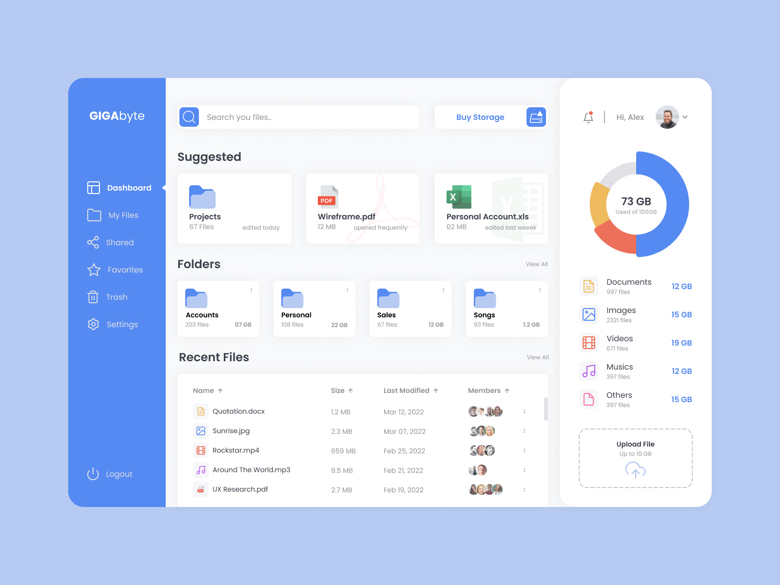 File Manager Dashboard by Kishor Singh on Dribbble