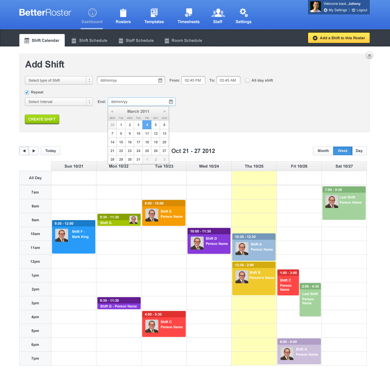 Shift Calendar by Kamal Chaneman on Dribbble