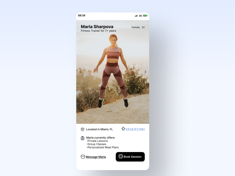 Personal Trainer User Profile by Kiah Davis on Dribbble