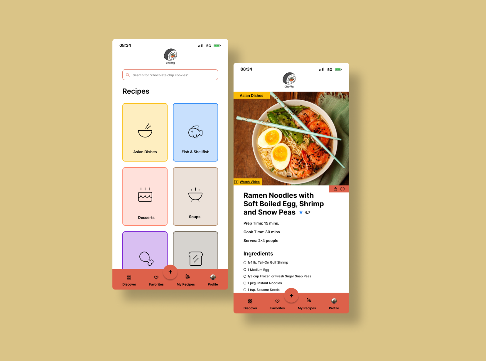 Ramen Noodles Recipe App Mobile by Kiah Davis on Dribbble