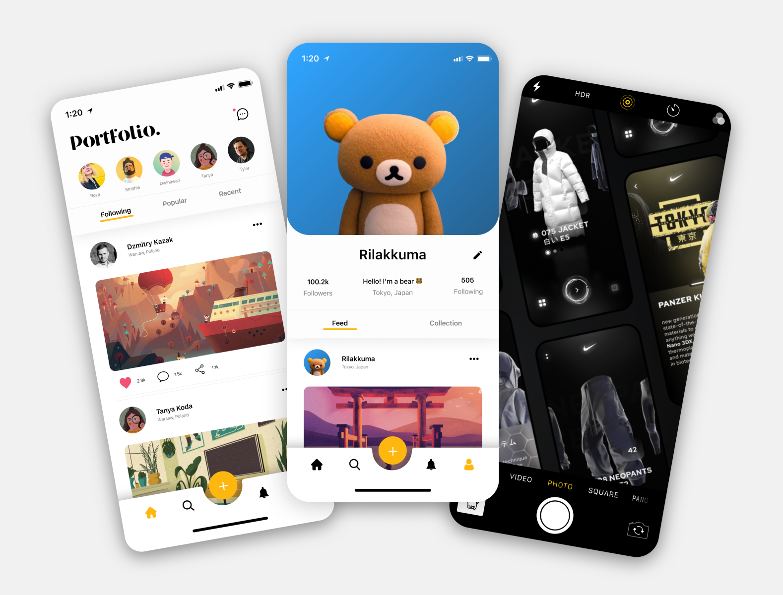 Portfolio App UI by Tim Pham on Dribbble
