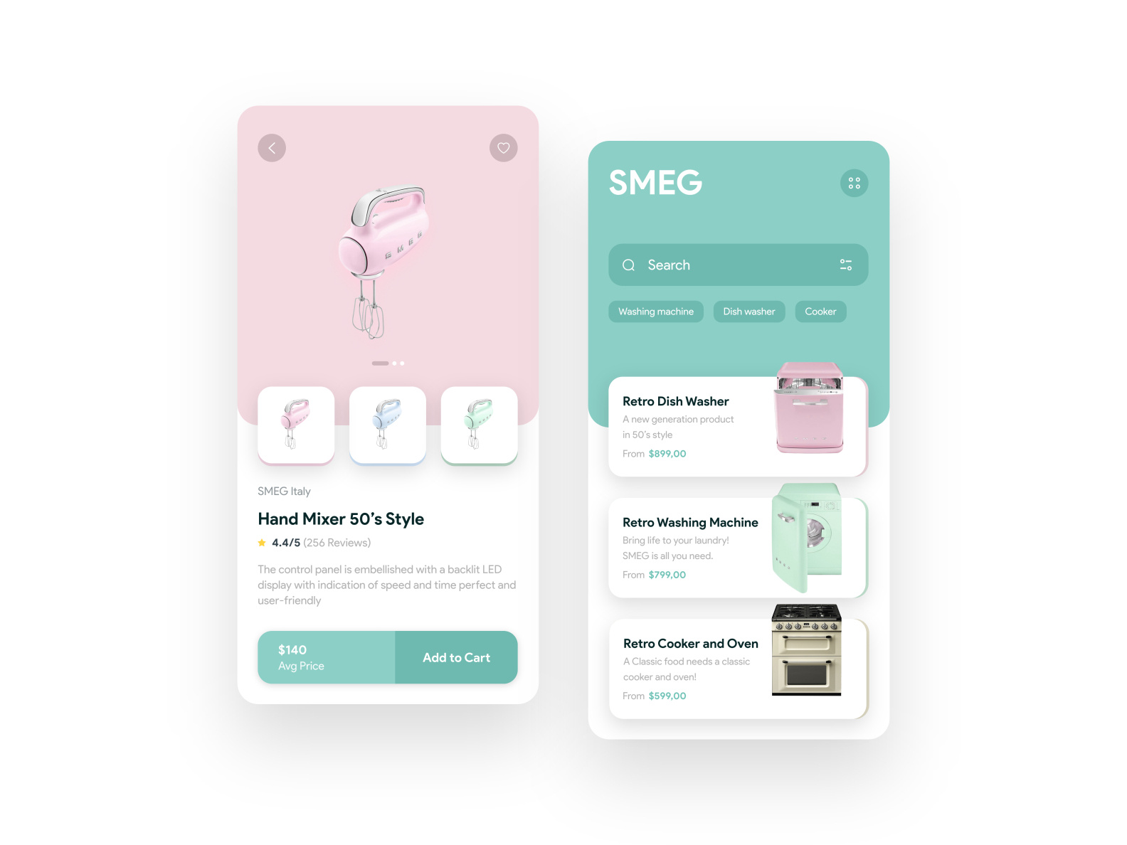 SMEG appliances store app by Pouya Mousavi on Dribbble