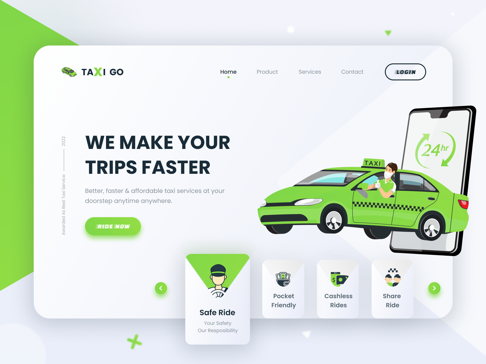 TaXi Go Landing Page by Shivam Sharma on Dribbble