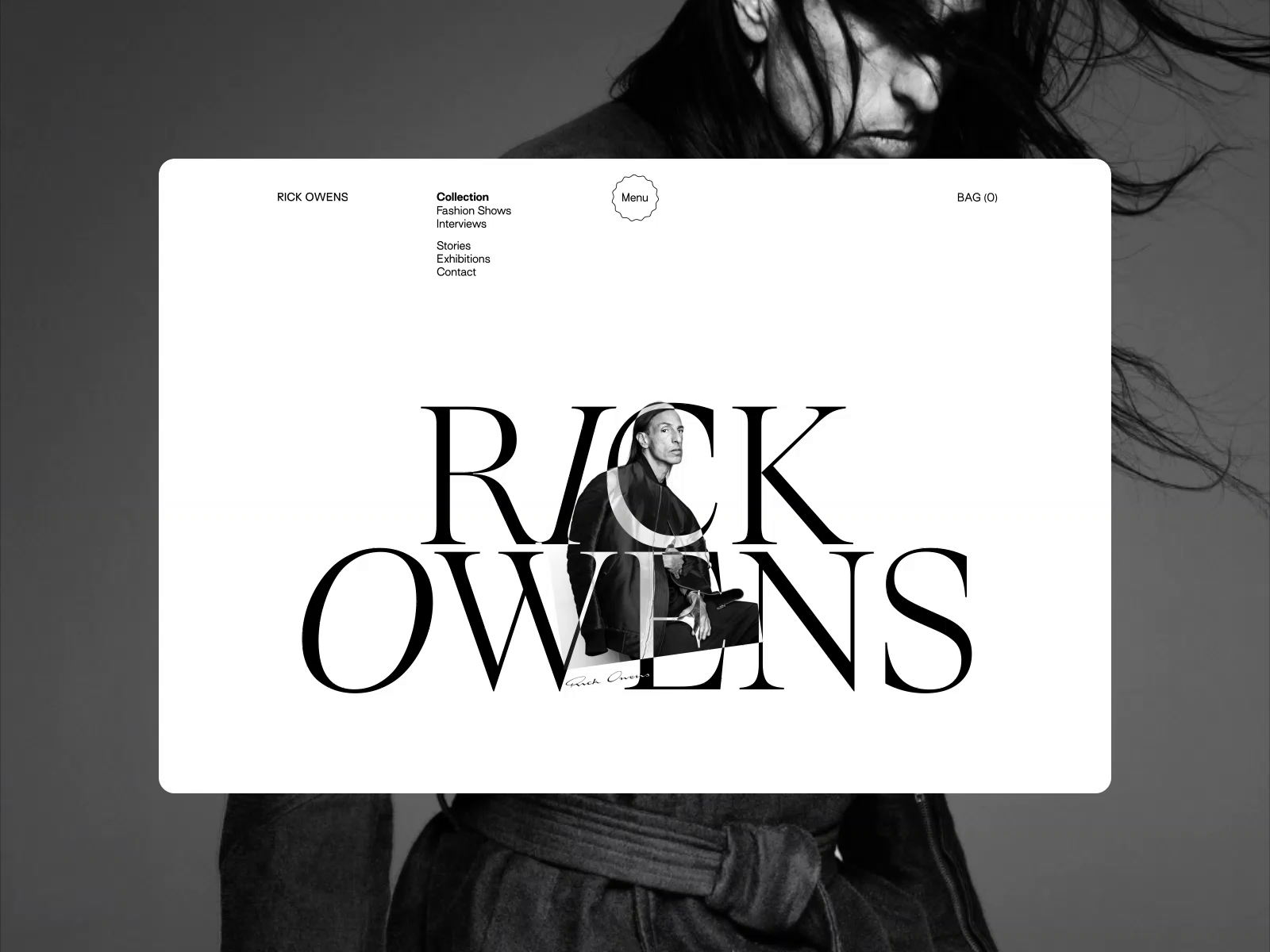 Rick Owens. Main page by Evgeny UPROCK for UPROCK AGENCY on Dribbble