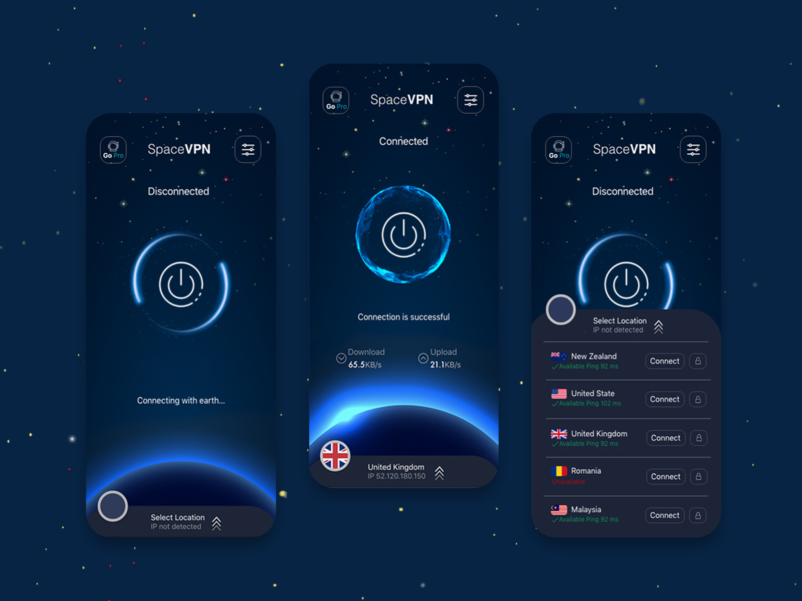 VPN UI Design by Ajrin on Dribbble