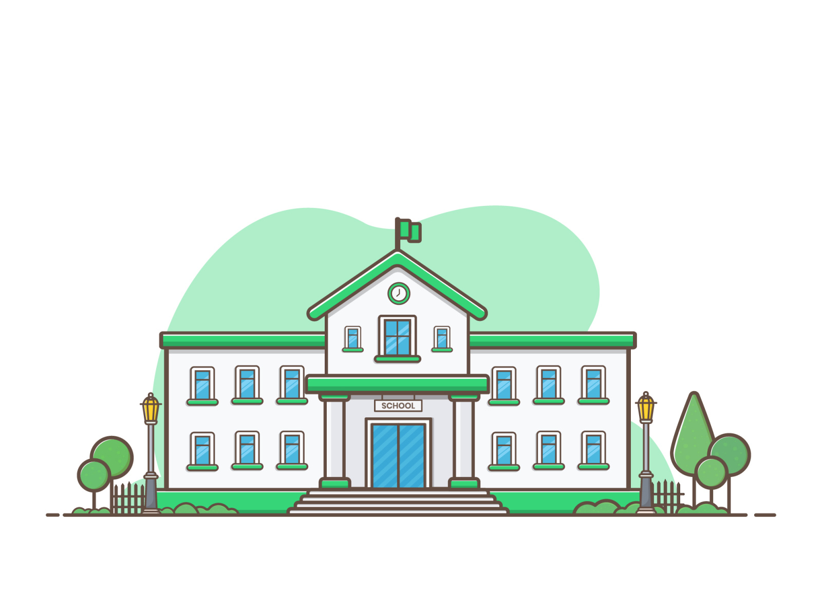 School Building Illustration