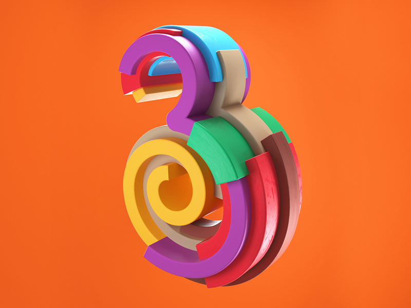 Number 3 by Carlo Cadenas on Dribbble
