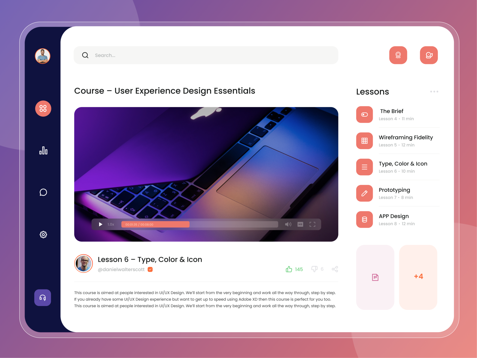 E- learning Course Dashboard Design by ProdX on Dribbble