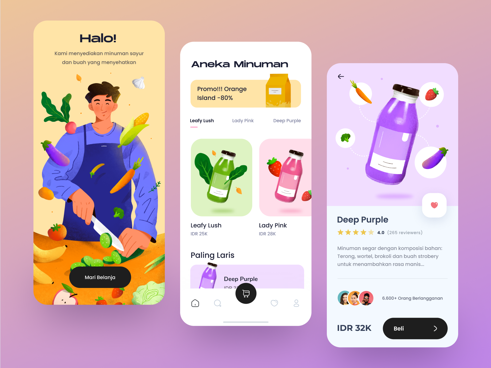Vegetable and Fruit Drinks App Exploration by Papay Paperpillar for Paperpillar on Dribbble