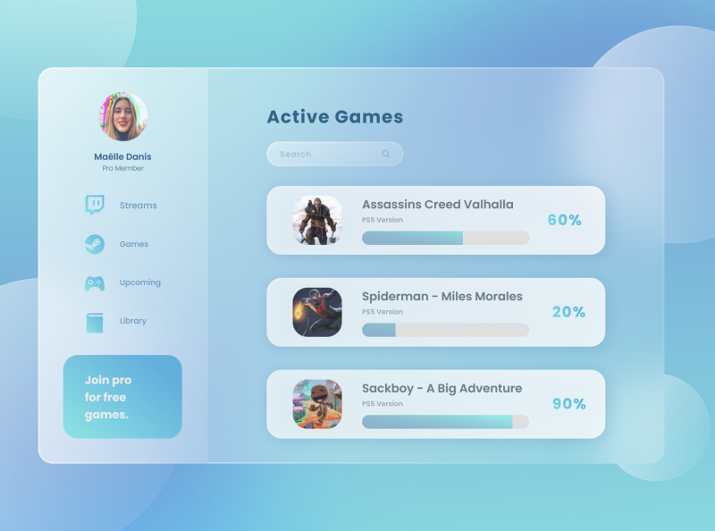 Video Games Interface by Maëlle on Dribbble