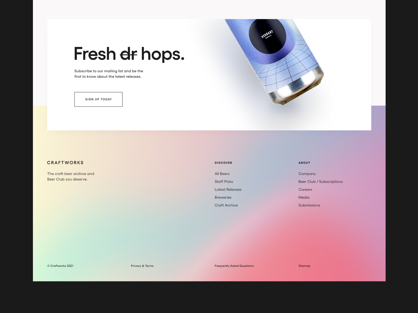 CRAFTWORKS - Footer experiment by CHRIS MYERS on Dribbble
