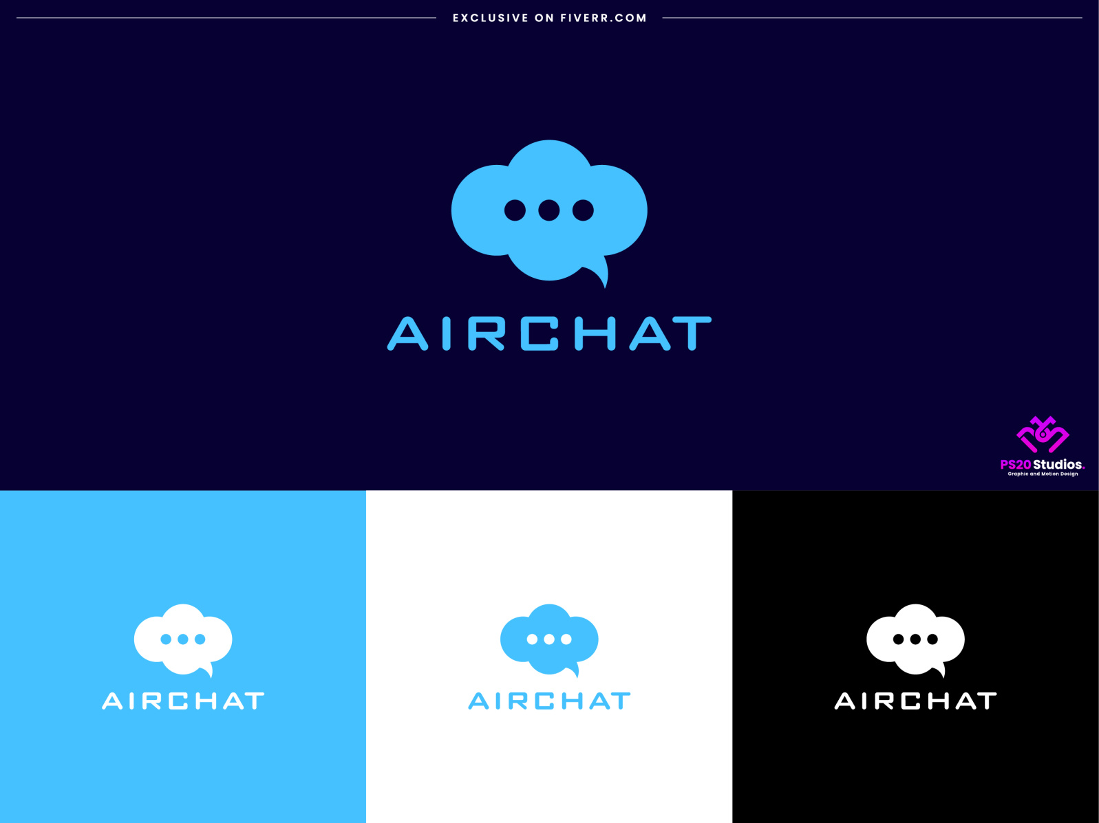 cloud logo design - air chat branding identity by PS20 Studios. on Dribbble