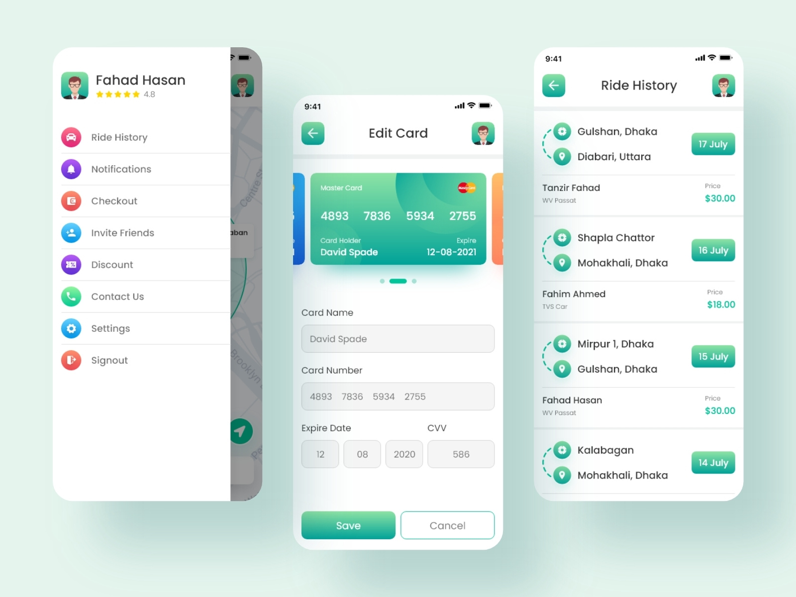 Ride Sharing IOS App UI Design by Tanzir Fahad on Dribbble