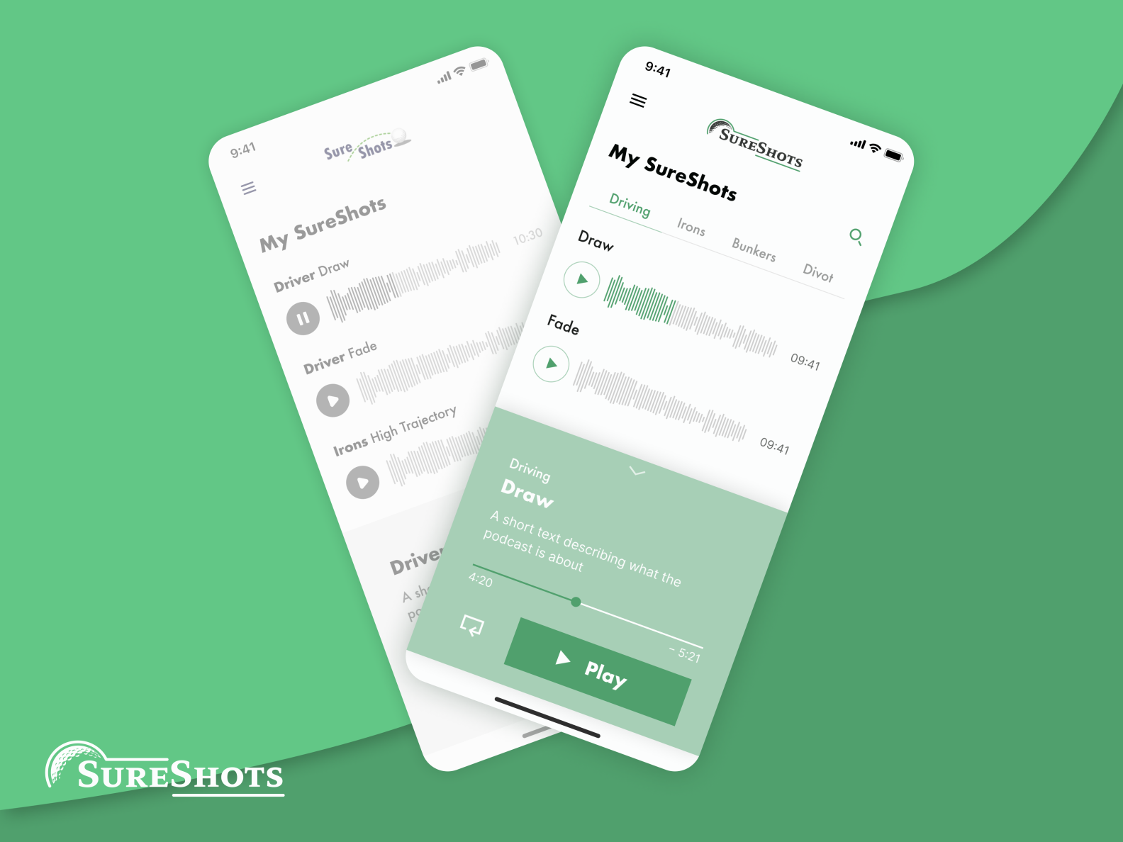 App golf education podcasts (Wireframe and UI) by Denys Lynnyk on Dribbble