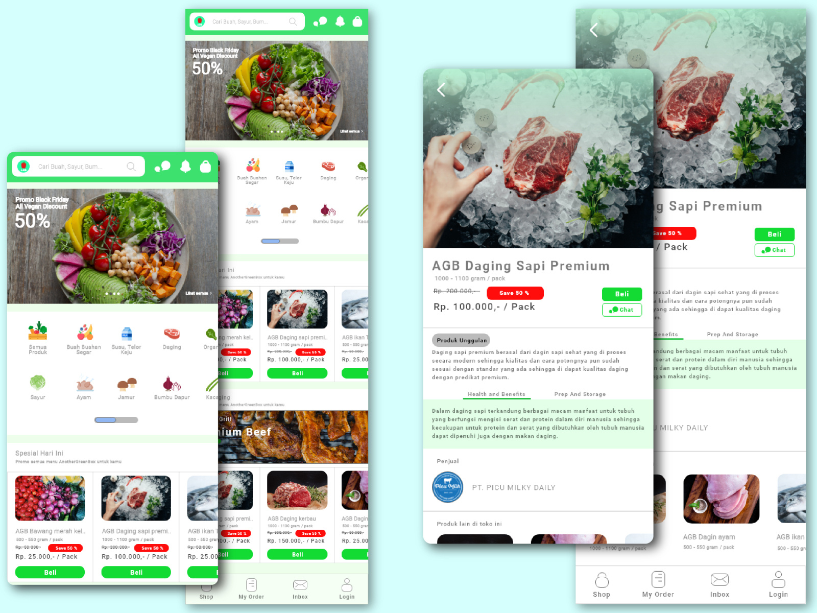 Design Apps Android Green Market by Andika Aria Wirakusuma on Dribbble