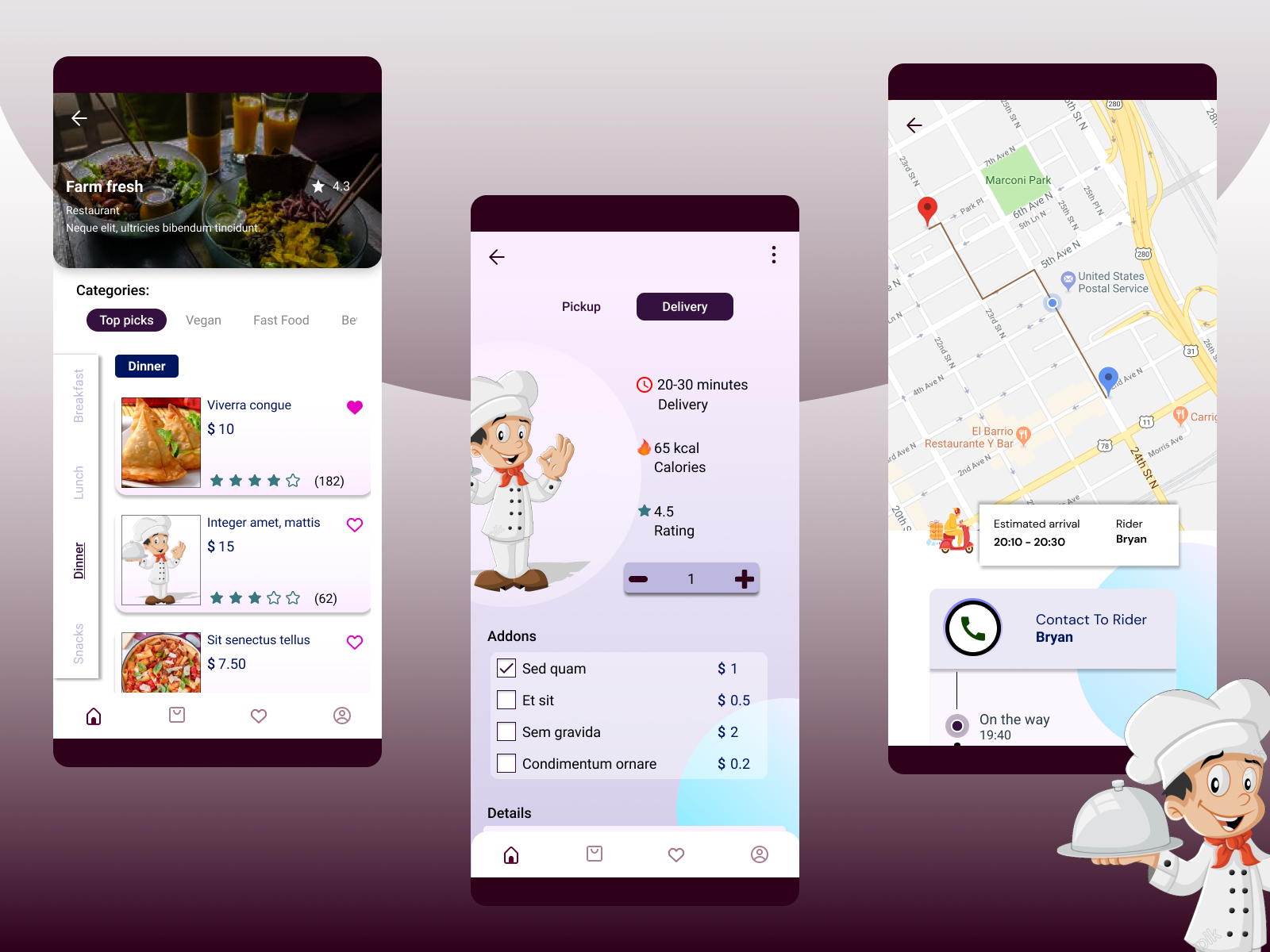 Restaurant mobile UI by Manisha Shah on Dribbble