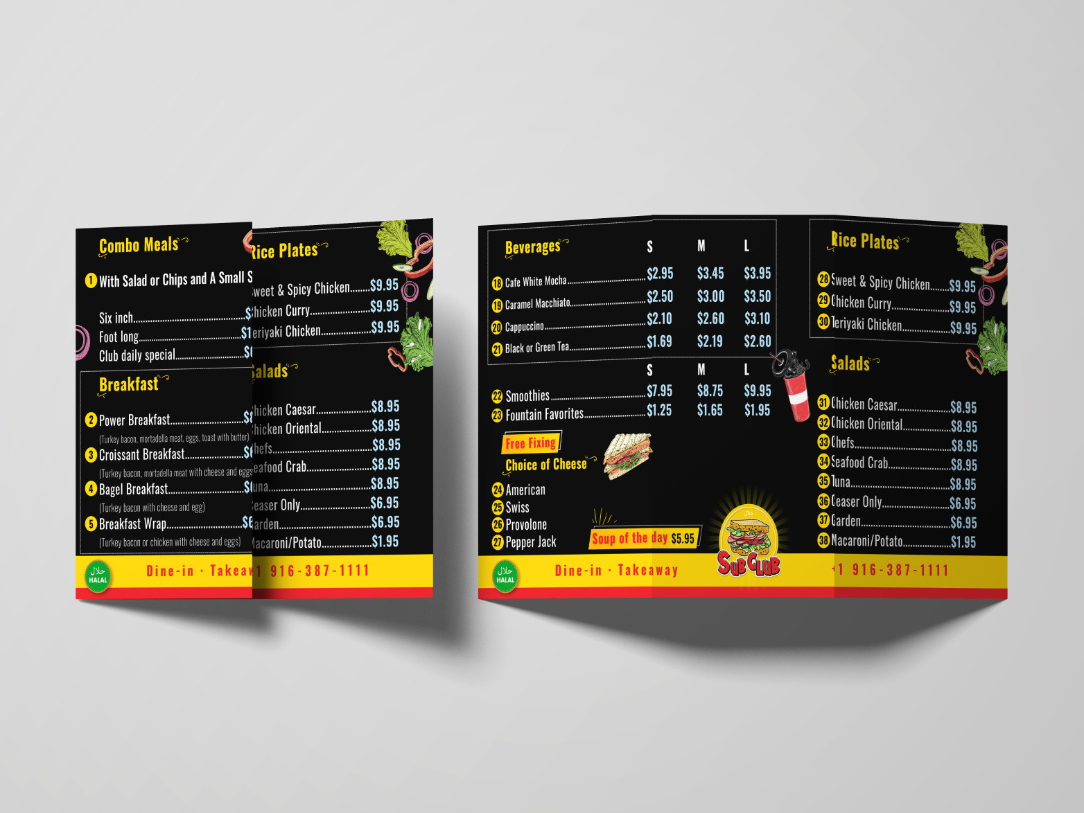 Sub Club Food Menu Design by Elahe Abed on Dribbble