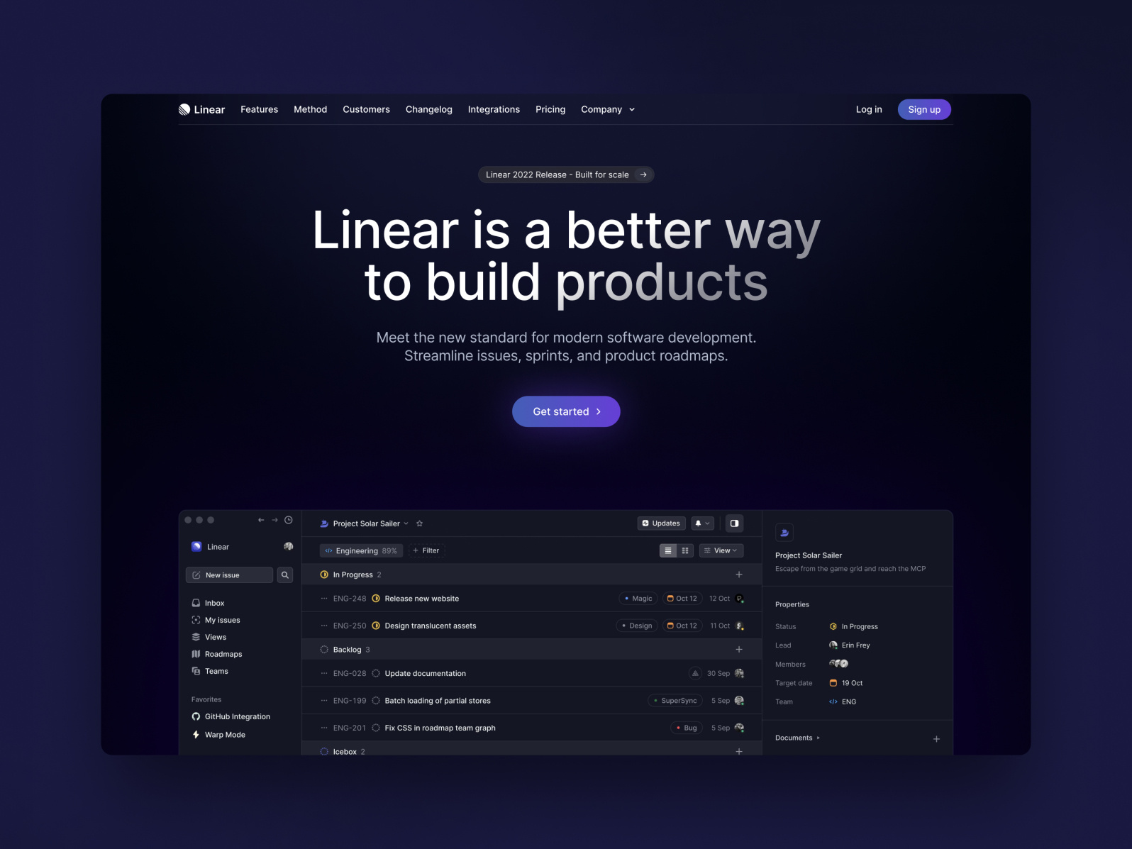 Recreating the Linear landing page by Jeroen Meeusen on Dribbble