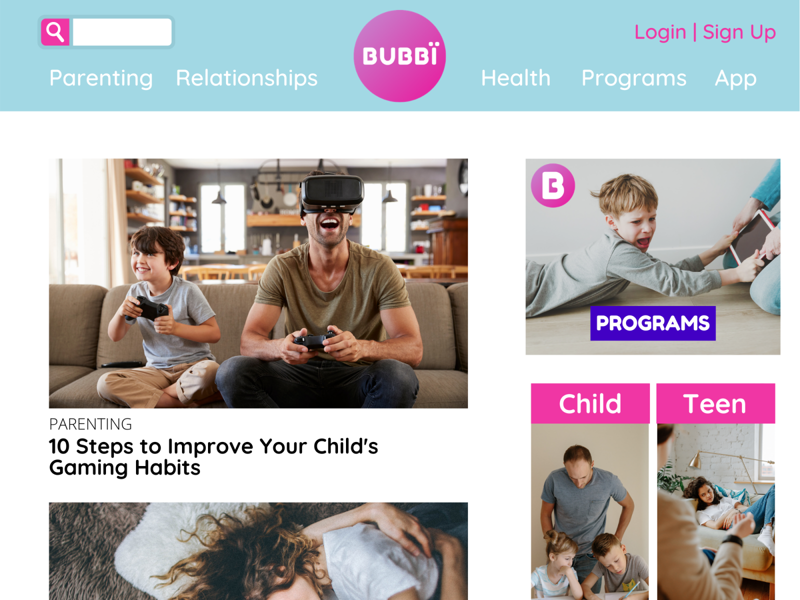 Bubbi - Parenting Website by Gemma Rakia on Dribbble