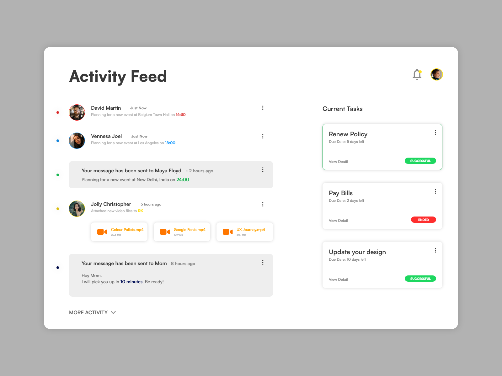 Activity Feed Screen by Rahul Kumar on Dribbble