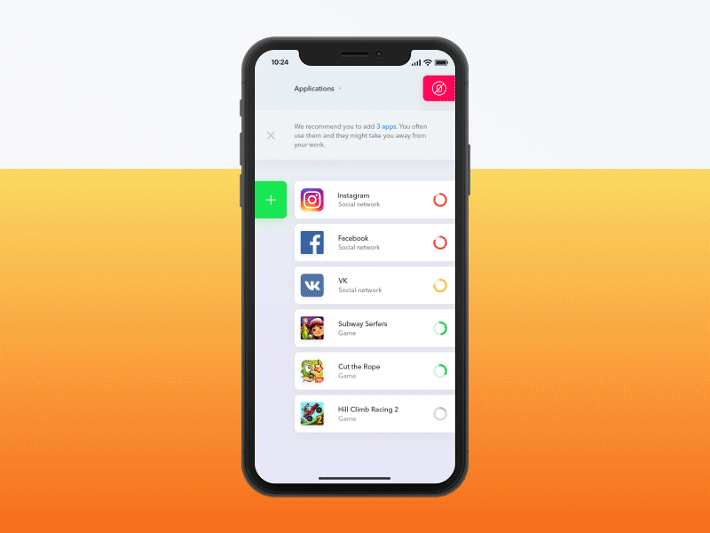 Blocking apps – short statistics by ANTON KHOROSHKOV on Dribbble