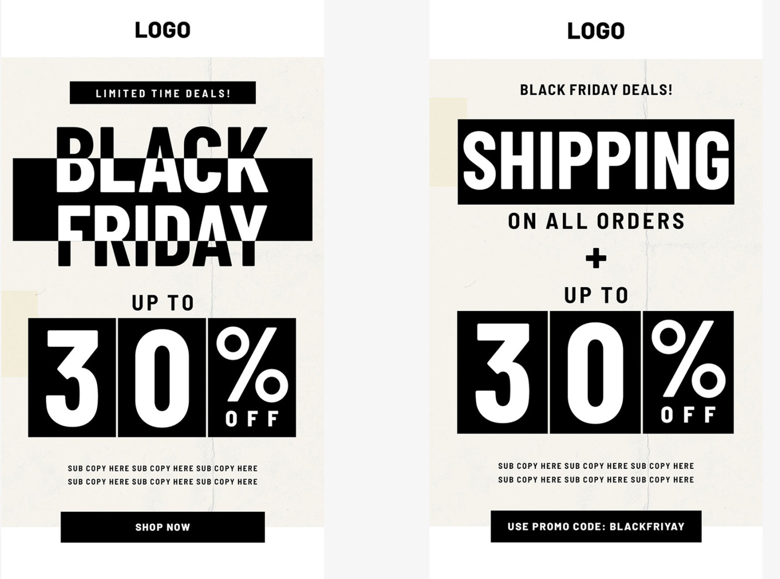 Black Friday Promo Email Templates by Enllune on Dribbble