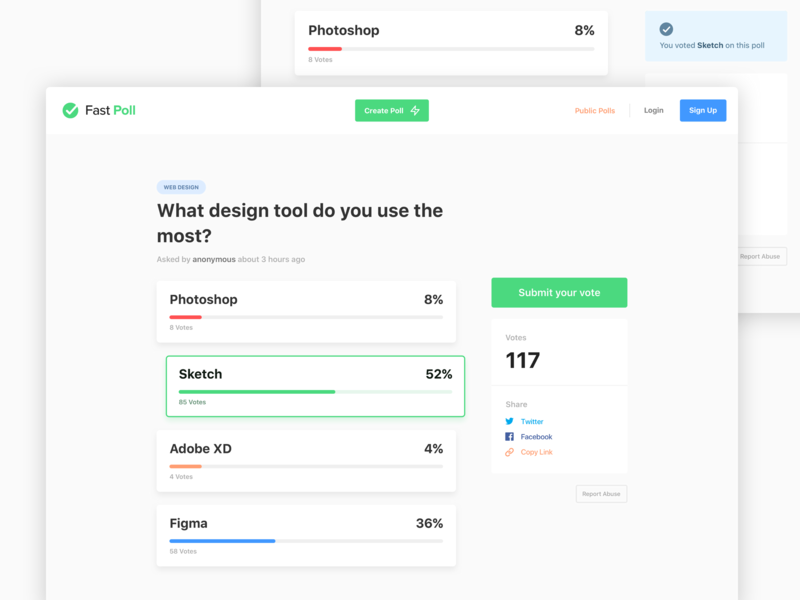 Fast Poll - Poll Results by Jamie Peak on Dribbble