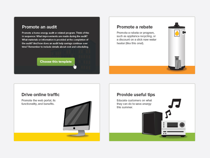 Choose a template view by Emily Posner on Dribbble