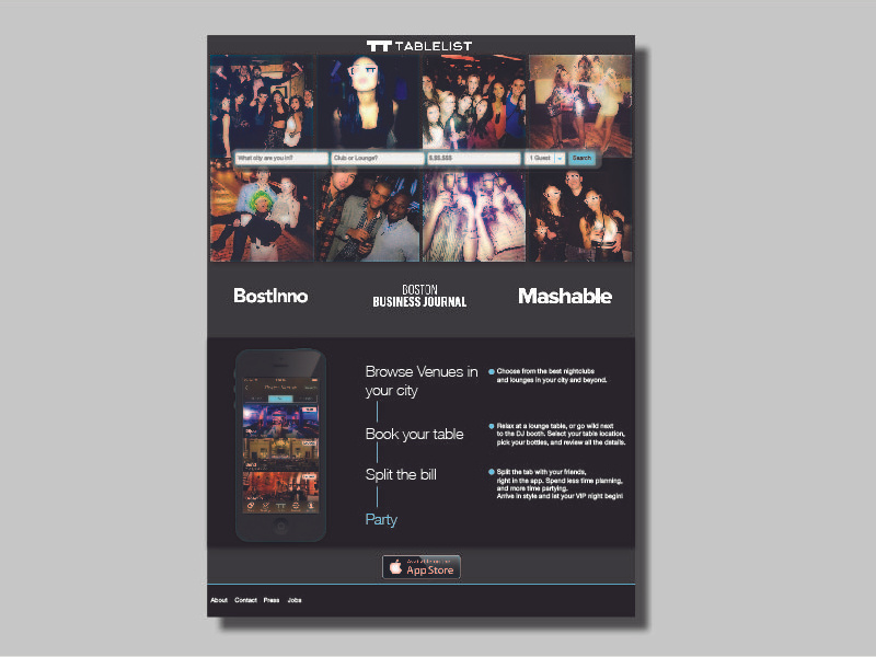 Tablelist Concept Hero Page by Andrew Brookes on Dribbble