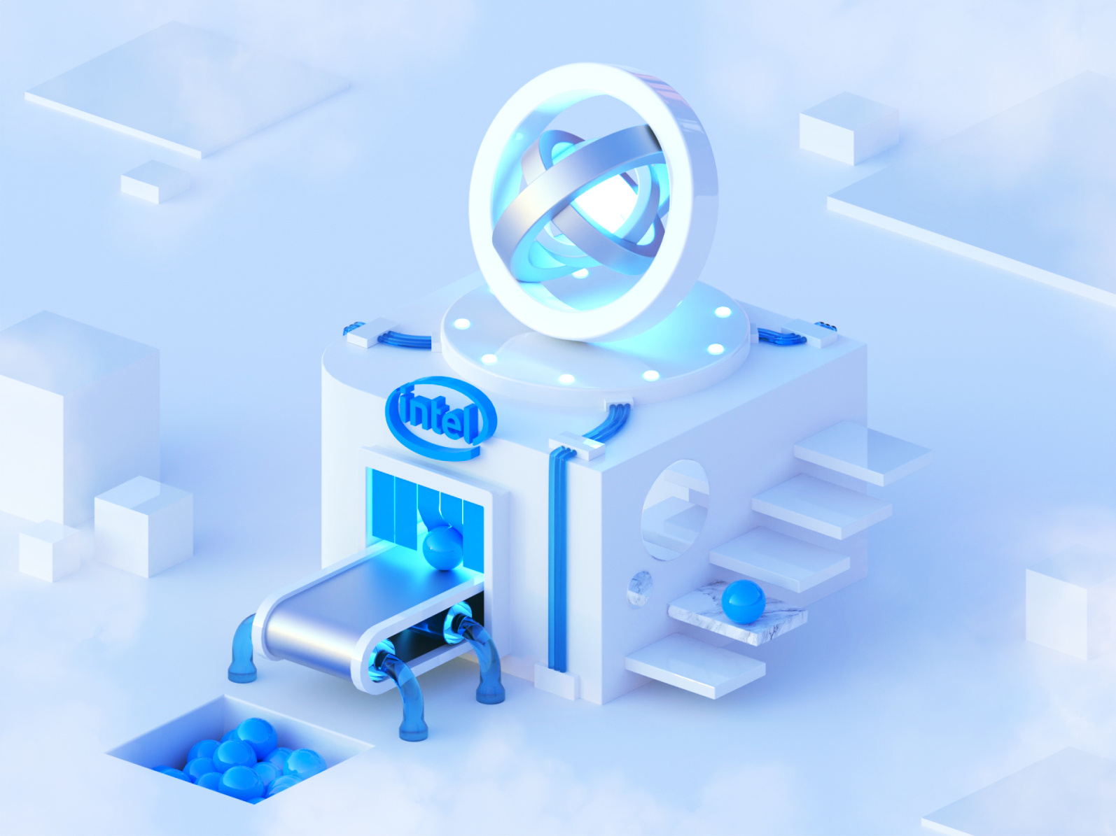 3D Intel Factory by Daniil Bormotov on Dribbble