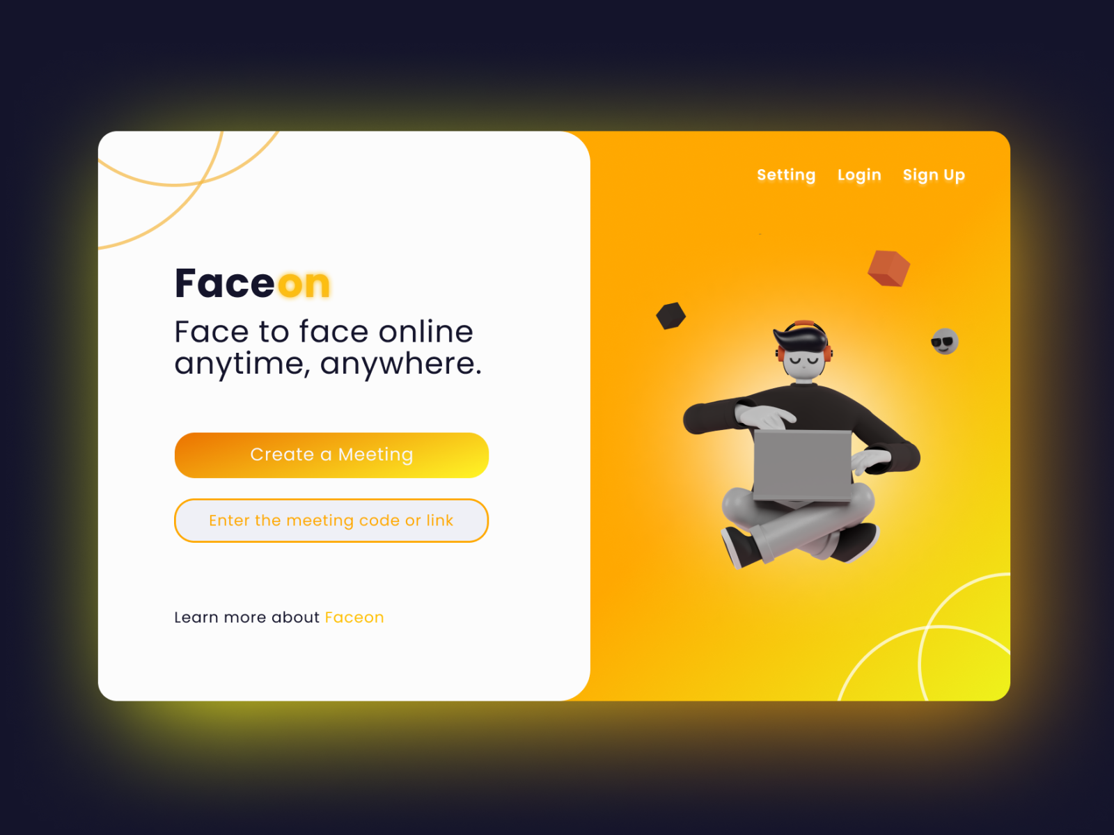 Face On - Video Conference Landing Page by Hamaas Taqiyuddin on Dribbble