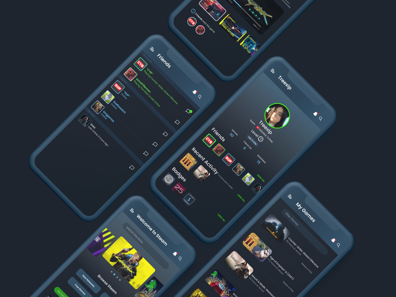 Steam Concept App Design by Ecem on Dribbble