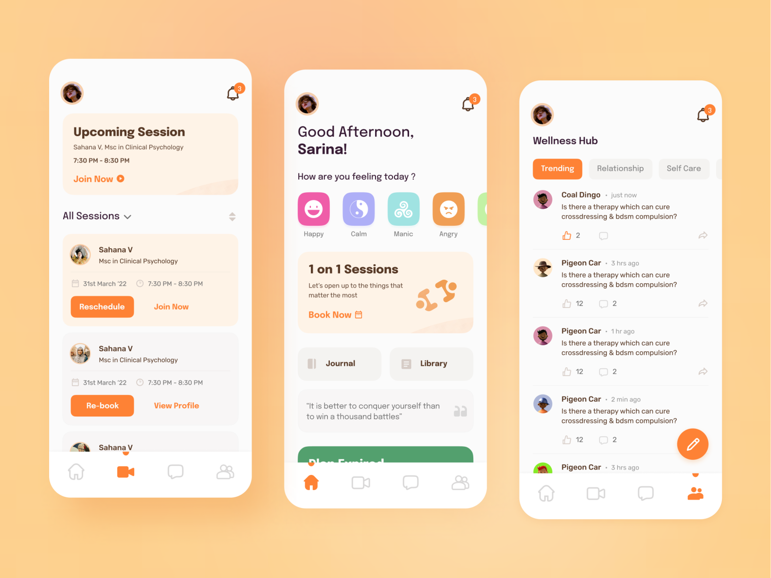 Mental Health Wellness App by Sushobhan on Dribbble