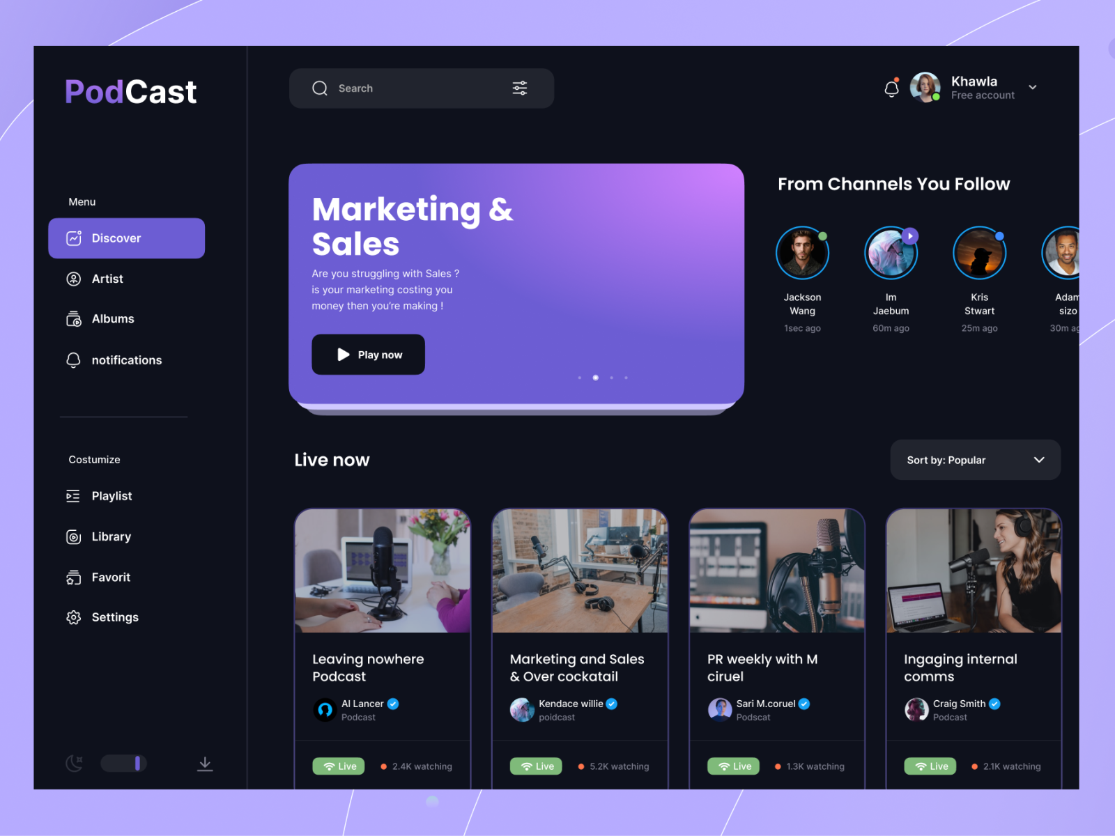 Podcast Dashboard 🎙️ by KHAWLAkarmaouiidrissi on Dribbble